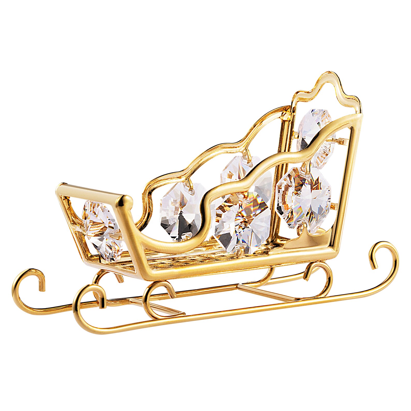 Handmade 24K Gold Plated Sleigh Hand Decorated With Swarovski Crystals ...