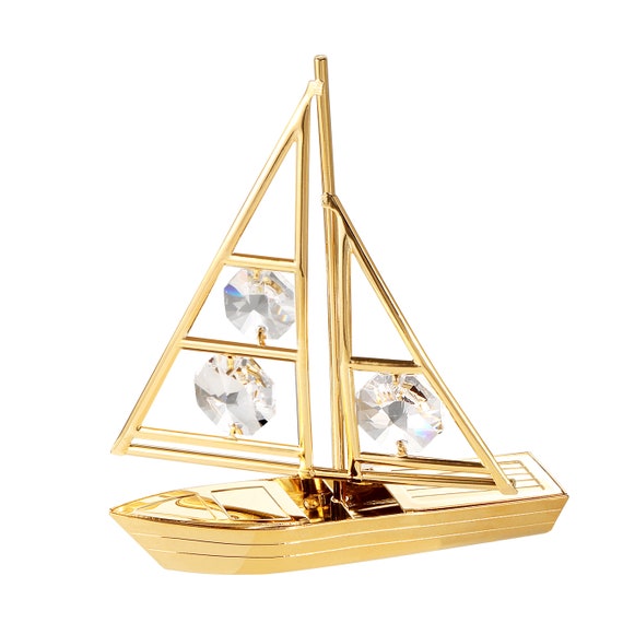 Handmade 24K Gold Plated Sail Boat Hand Decorated With - Etsy