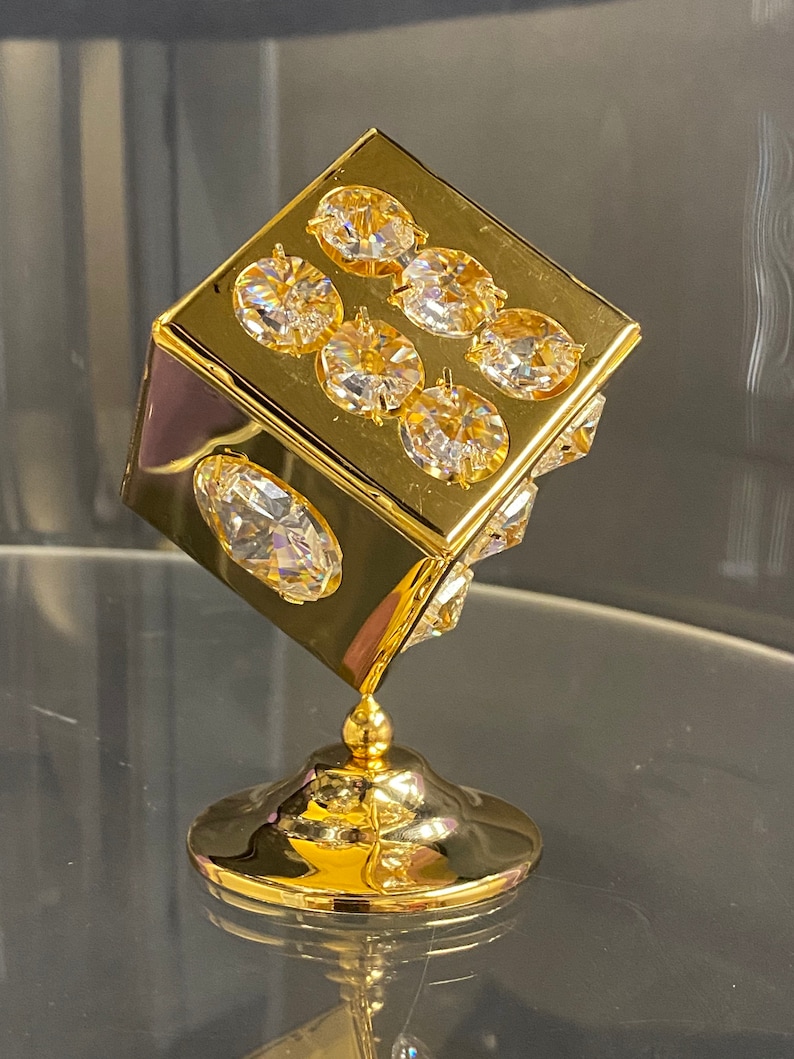 Handmade 24K Gold Plated Spinning Dice Hand Decorated W/ Swarovski ...