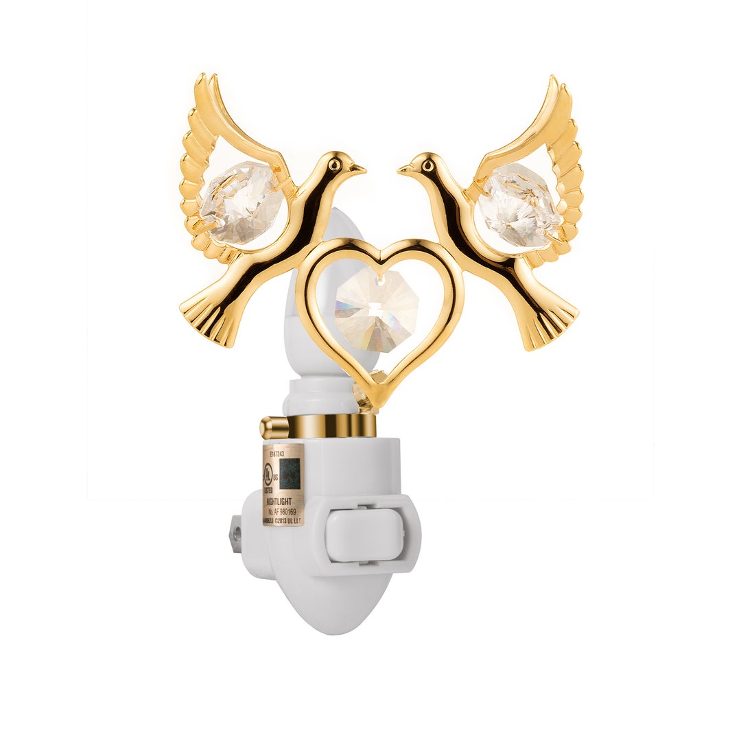 24K Gold Love Doves Night Light, Sparkling Crystal Decor - Etsy