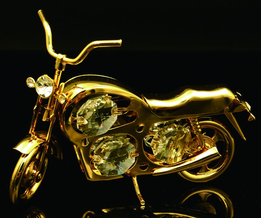 Handmade 24K Gold Plated Motorcycle Hand Decorated With Swarovski ...