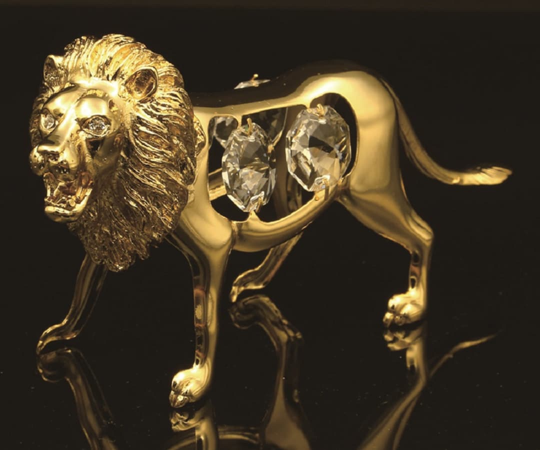 Handmade 24K Gold Plated Leo Lion Hand Decorated With Swarovski ...
