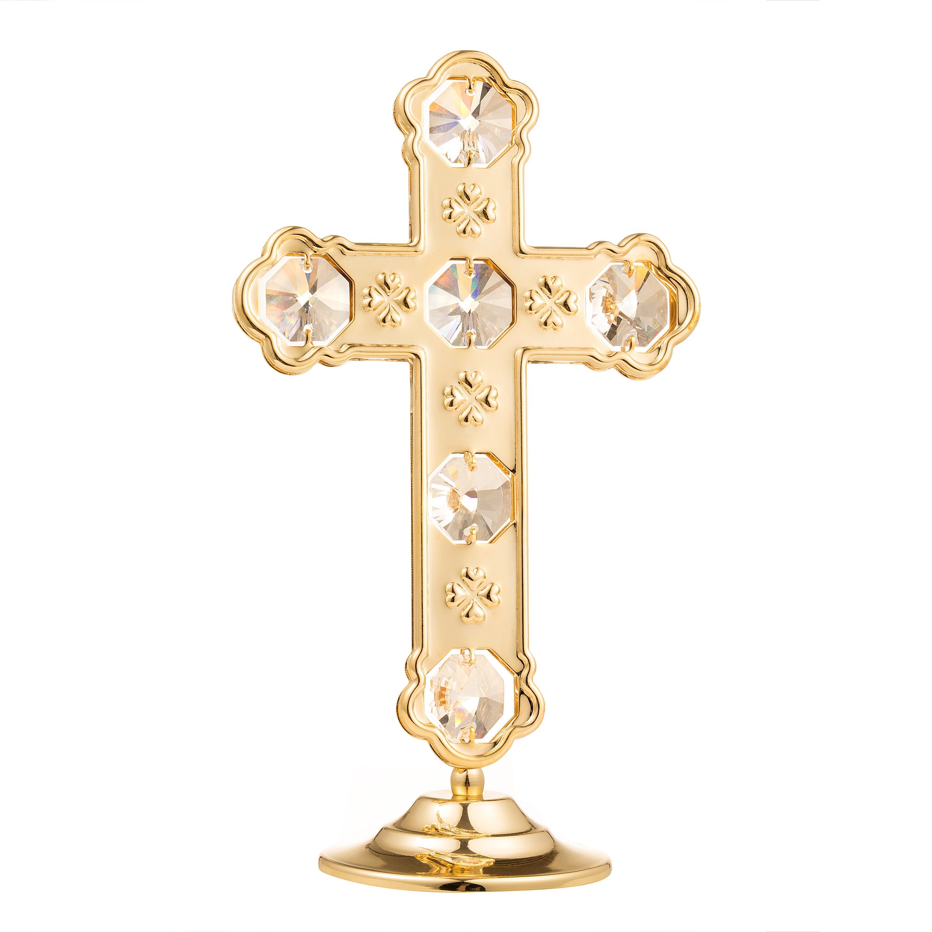 Handmade 24K Gold Silver Plated Holy Cross Hand Decorated Swarovski ...