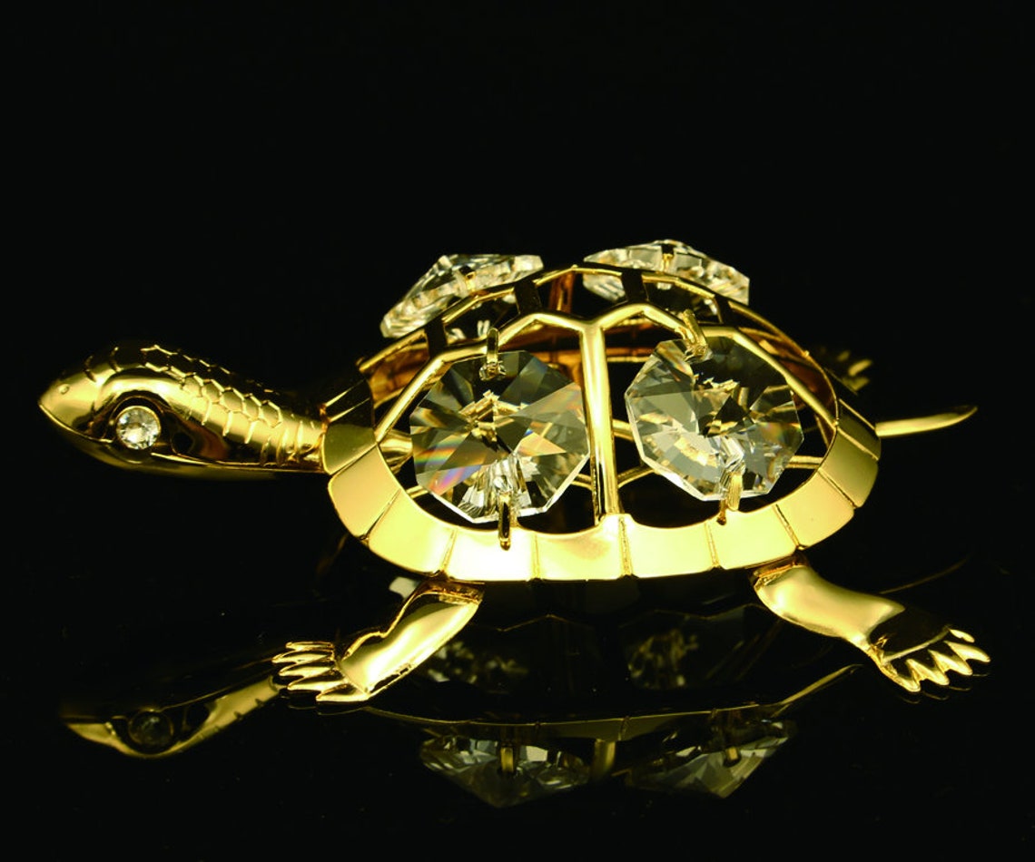 Handmade 24K Gold Plated Tortoise Turtle Hand Decorated W/ | Etsy