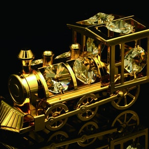Handmade Gold Silver Plated Locomotive Train Hand Decorated Swarovski ...