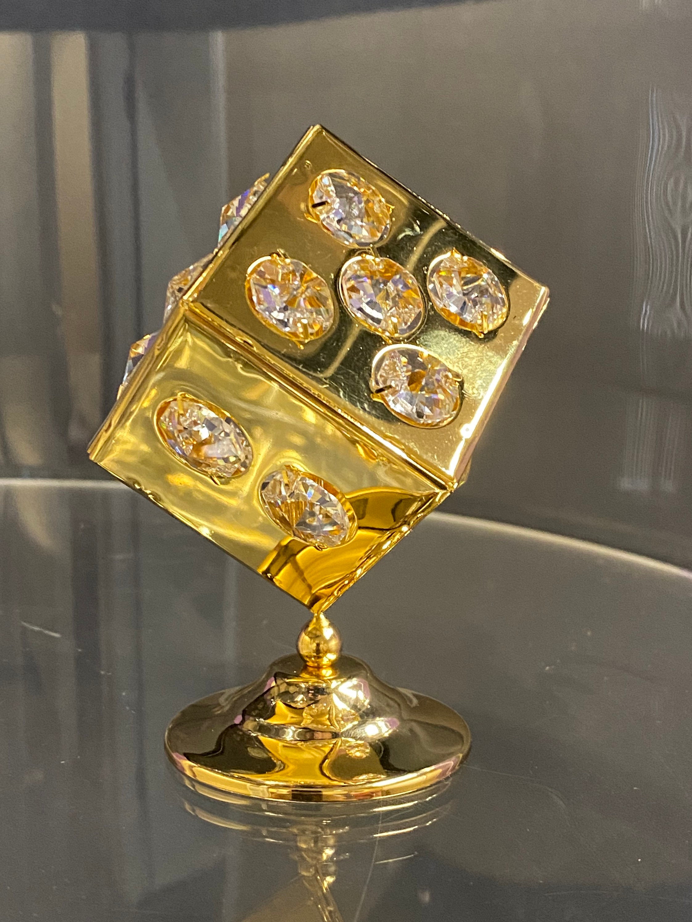 Handmade 24K Gold Plated Spinning Dice Hand Decorated W/ Swarovski ...