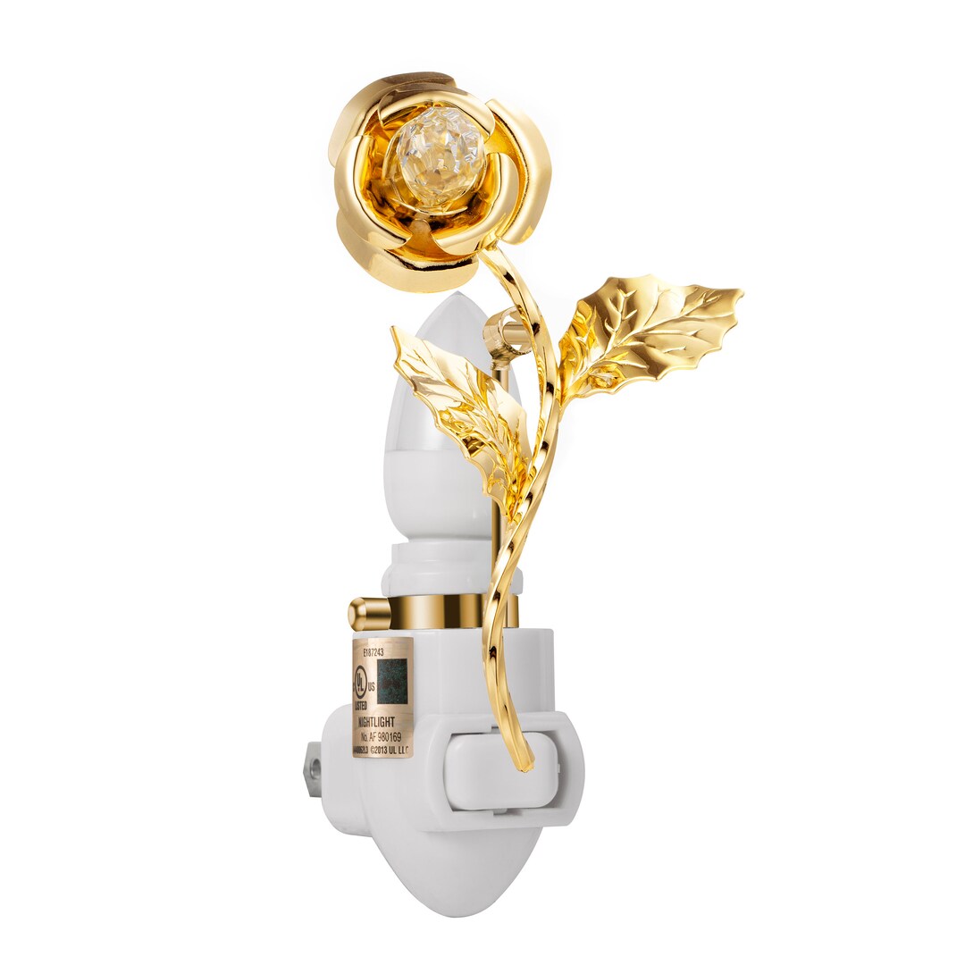 24K Gold Plated Rose Handcrafted Luxury Night Light Decorated Swarovski ...