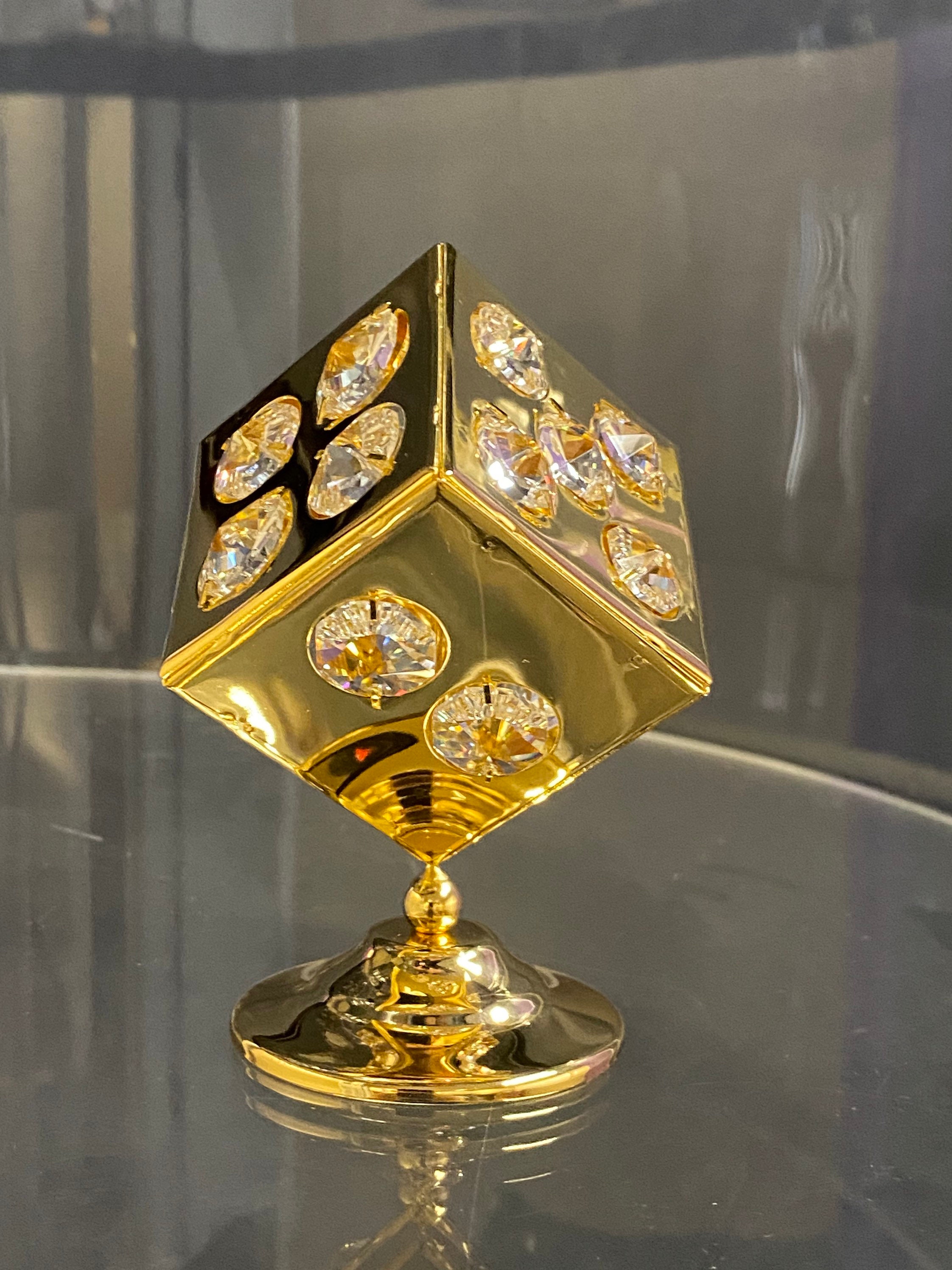 Handmade 24K Gold Plated Spinning Dice Hand Decorated W/ Swarovski ...