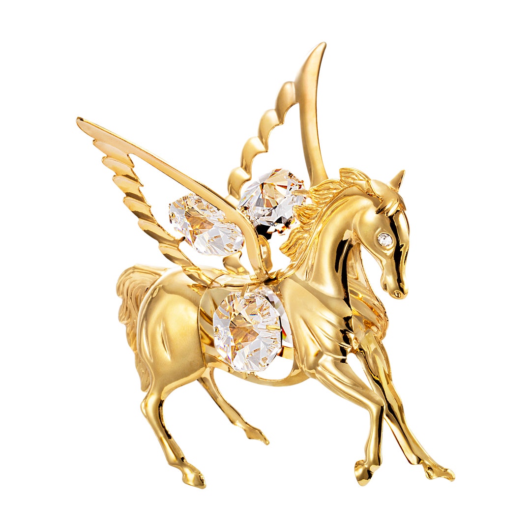 Handmade Gold Silver Plated Pegasus Figurine Hand Decorated Swarovski ...