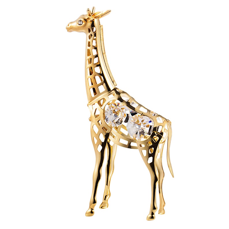 24K Gold Giraffe Figurine, Sparkling Crystal Accent, Hand Decorated ...