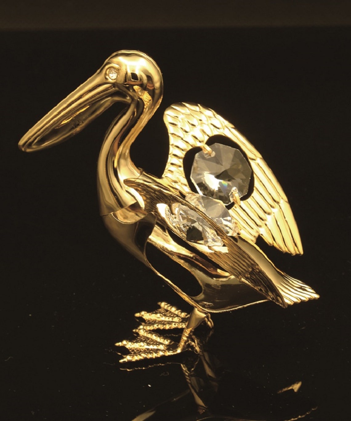 Handmade 24K Gold Plated Pelican Hand Decorated With Swarovski Crystals ...