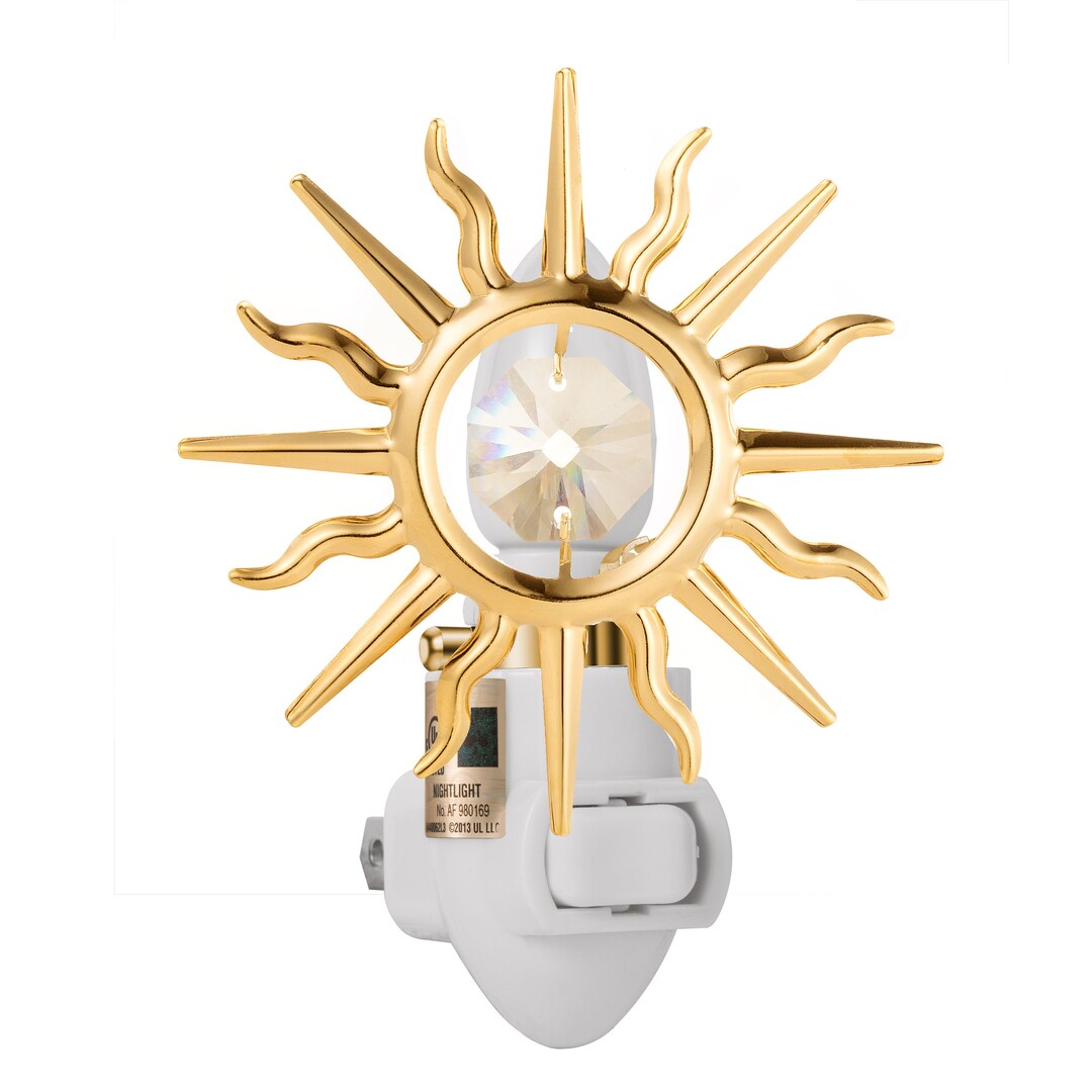 24K Gold Plated Sun Handcrafted Luxury Night Light Decorated Swarovski ...