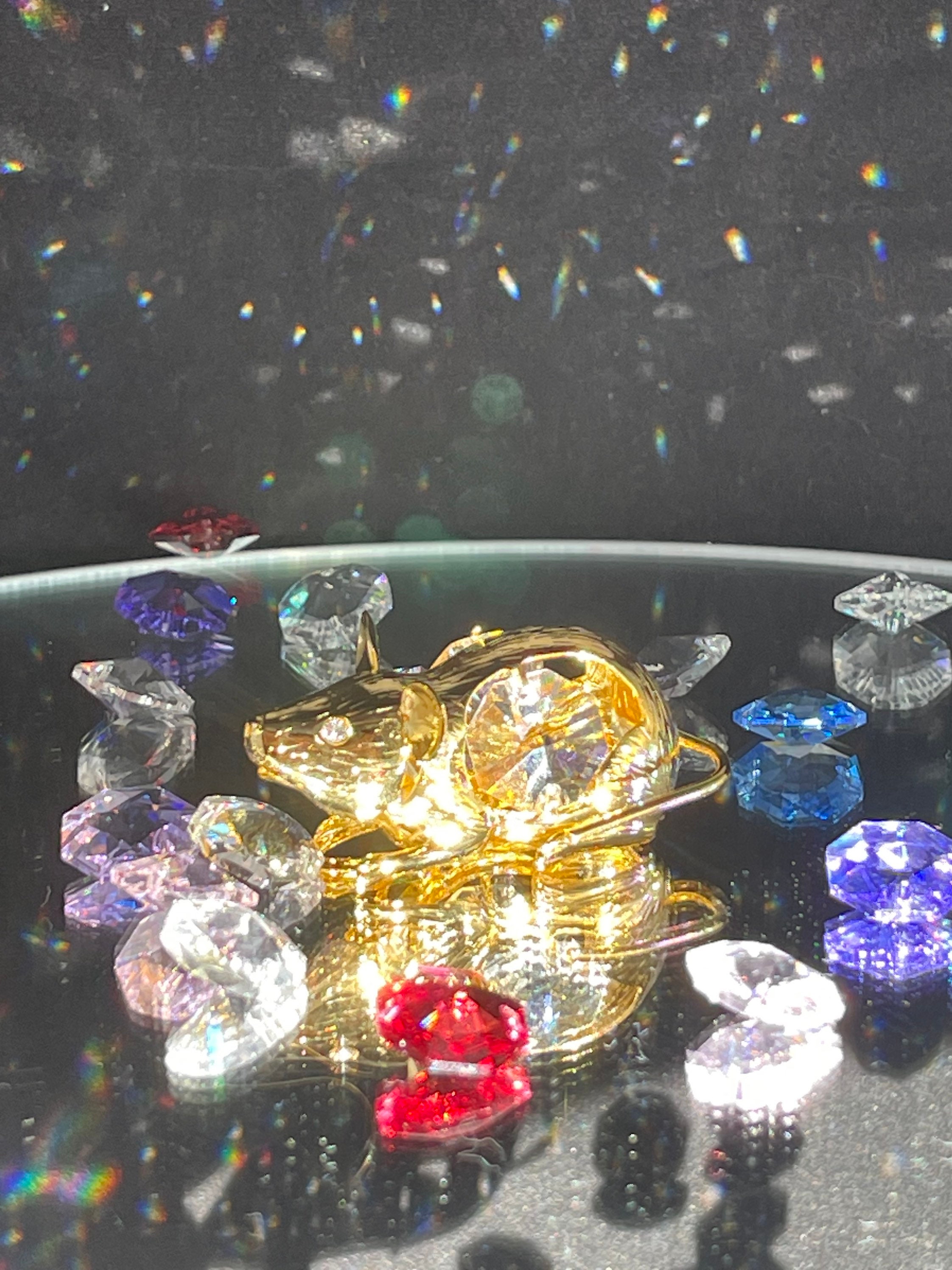 Swarovski Crystal Handcrafted Studded Mouse 24K Gold Plated Miniature ...