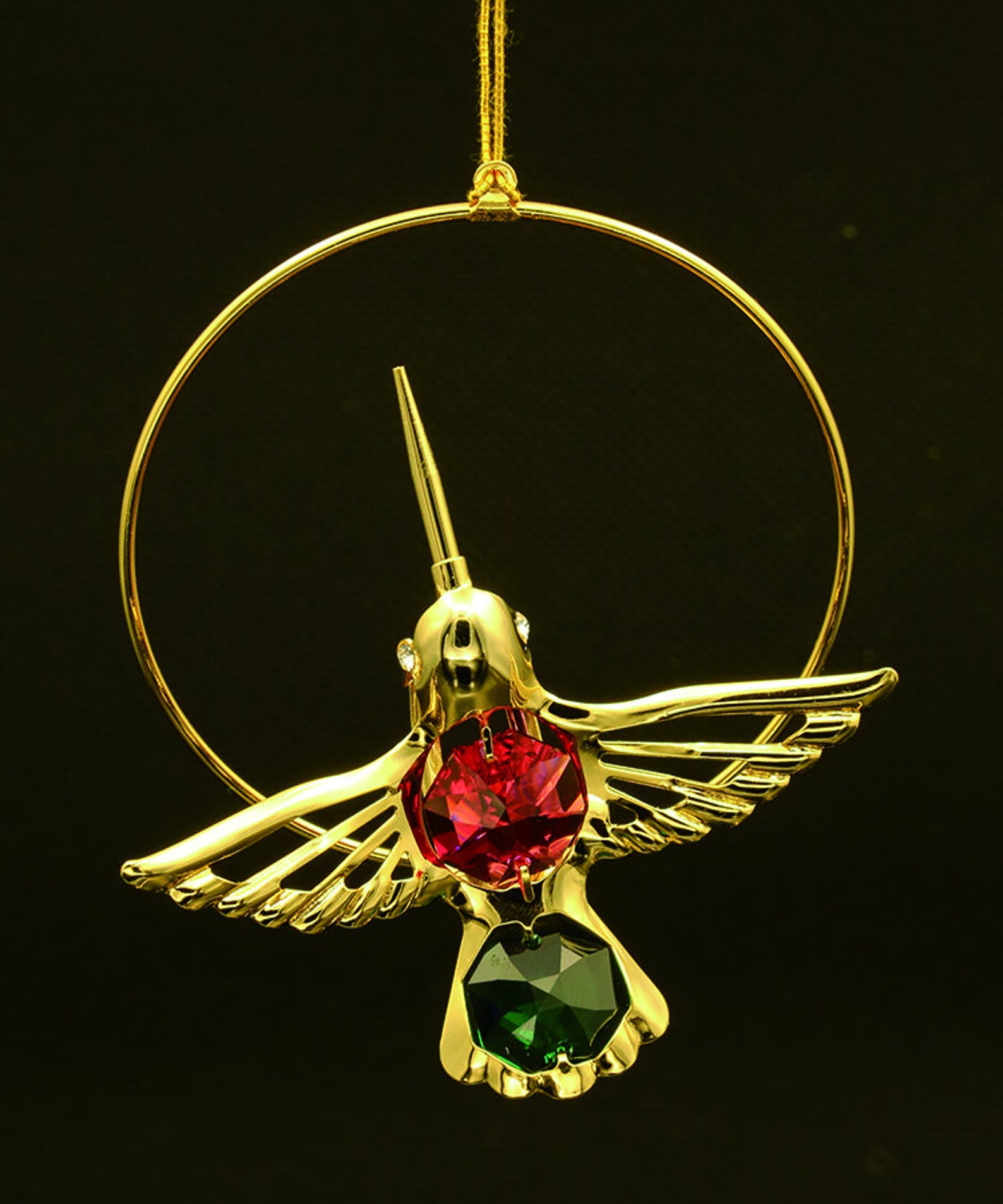 Handmade 24K Gold Plated Hummingbird Hand Decorated W/ Swarovski ...