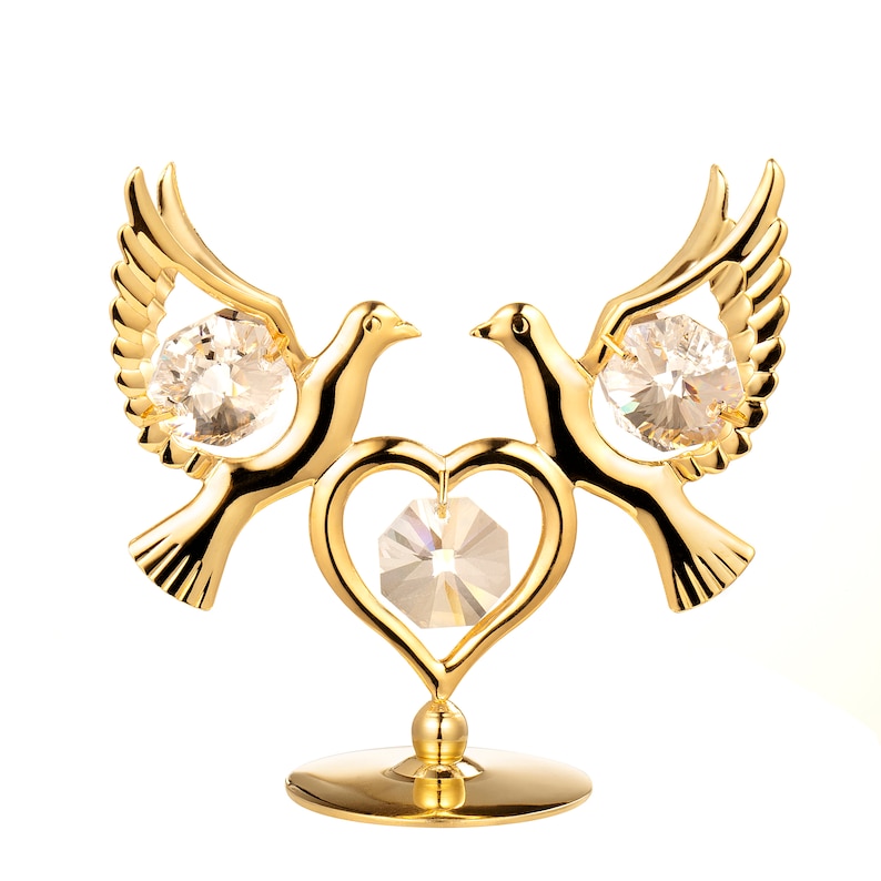 Handmade 24K Gold Plated Love Doves Hand Decorated With Swarovski ...