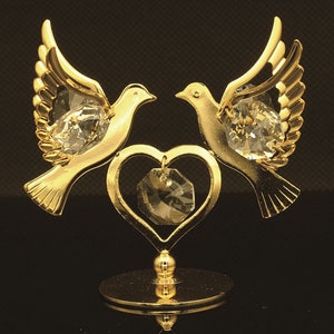 Handmade 24K Gold Plated Love Doves Hand Decorated With Swarovski ...