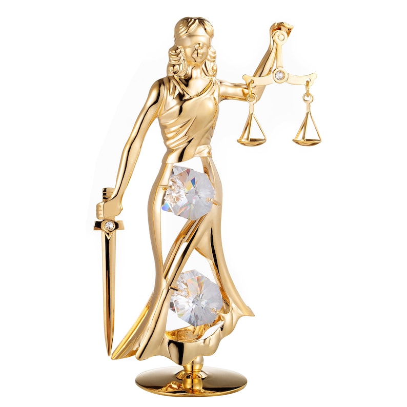 Handmade 24K Gold Plated Lady of Justice Hand Decorated W/ Swarovski ...