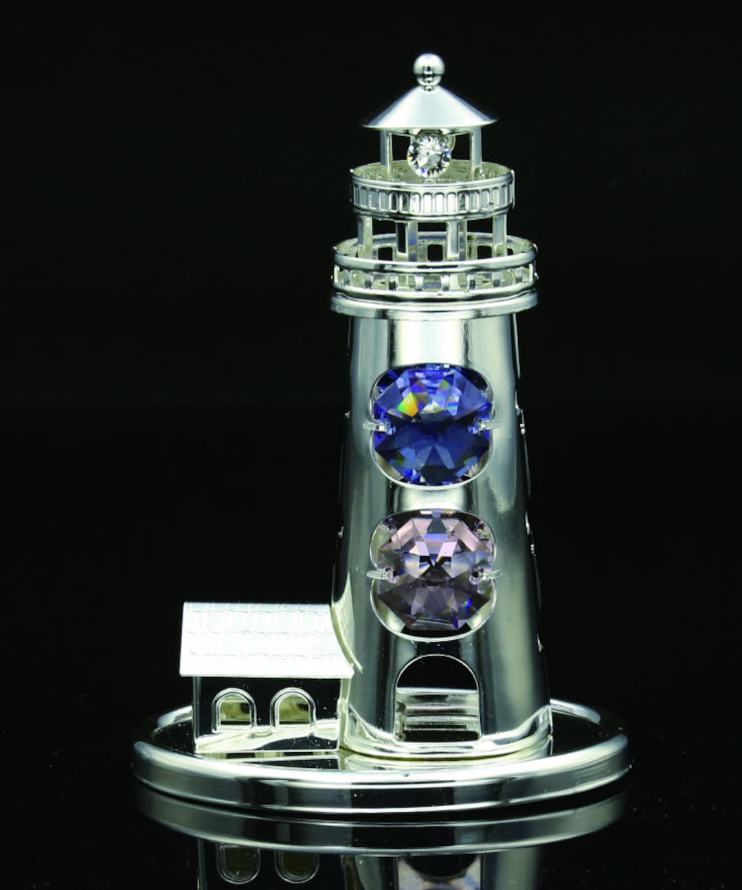 Swarovski Sapphire and Rose Crystal Element Studded Silver Plated ...