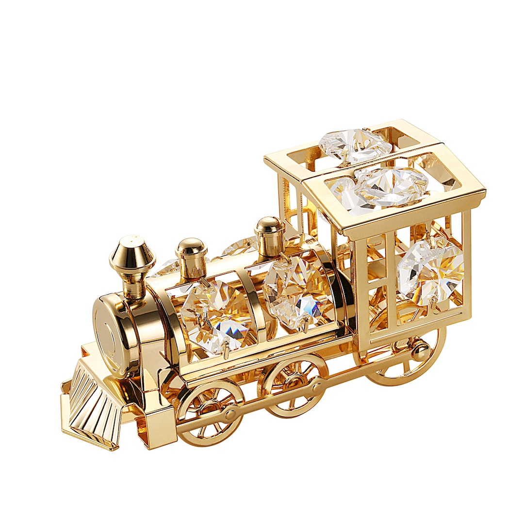 Handmade Gold Silver Plated Locomotive Train Hand Decorated Swarovski ...