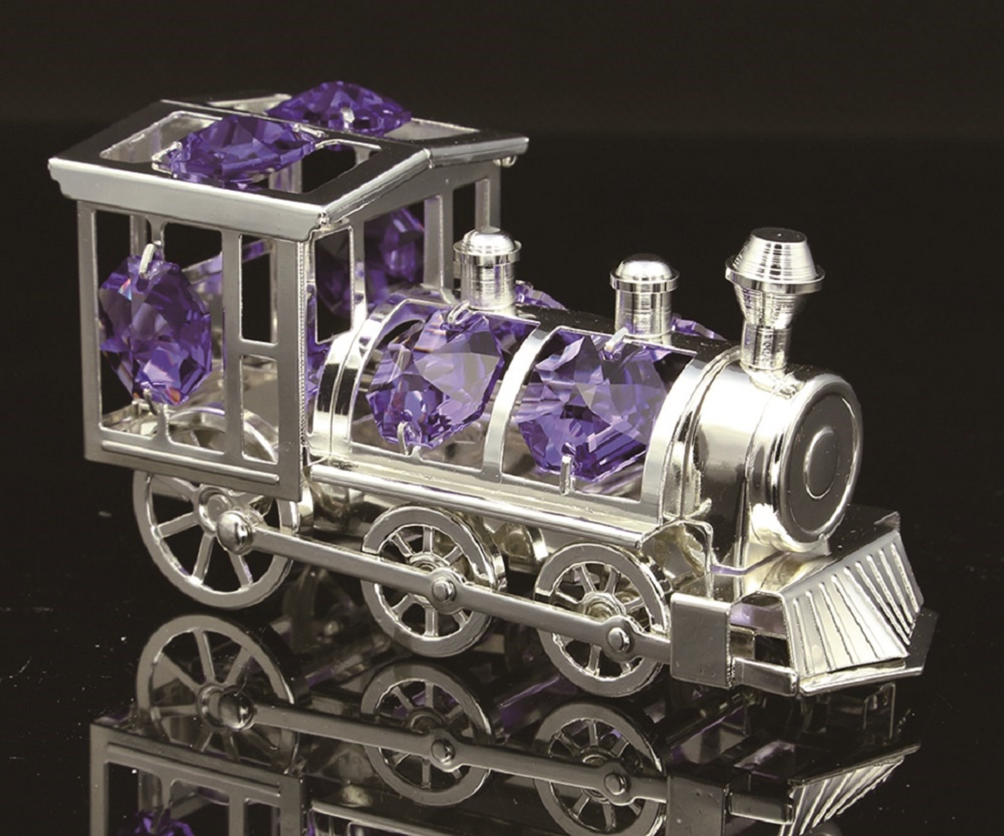 Handmade Gold Silver Plated Locomotive Train Hand Decorated Swarovski ...