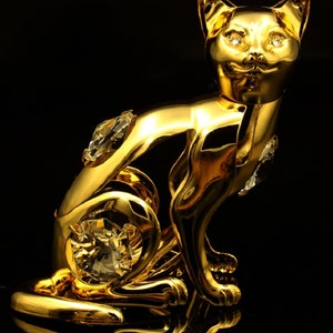 Handmade 24K Gold Plated Kitty Cat Hand Decorated With Swarovski ...