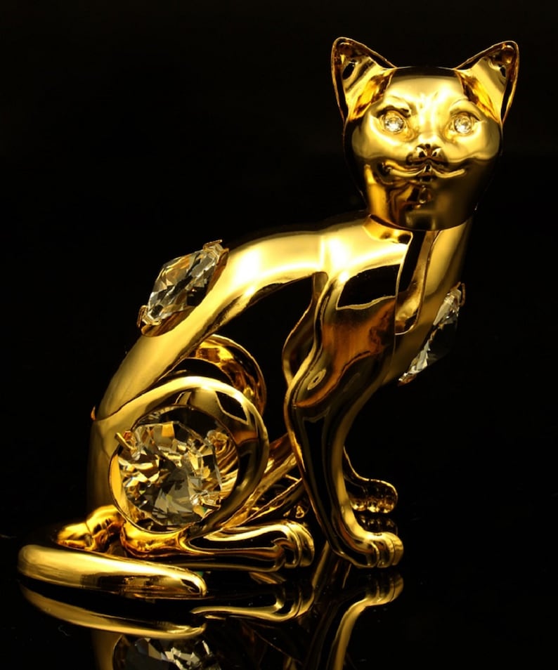 Handmade 24K Gold Plated Kitty Cat Hand Decorated With - Etsy