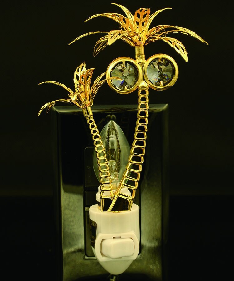 24K Gold Plated Palm Tree Handcrafted Luxury Night Light Decorated ...