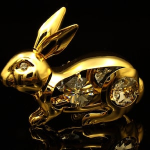 Handmade 24K Gold Plated Bunny Rabbit Hand Decorated W/ Swarovski ...