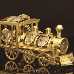 Handmade Gold Silver Plated Locomotive Train Hand Decorated Swarovski ...