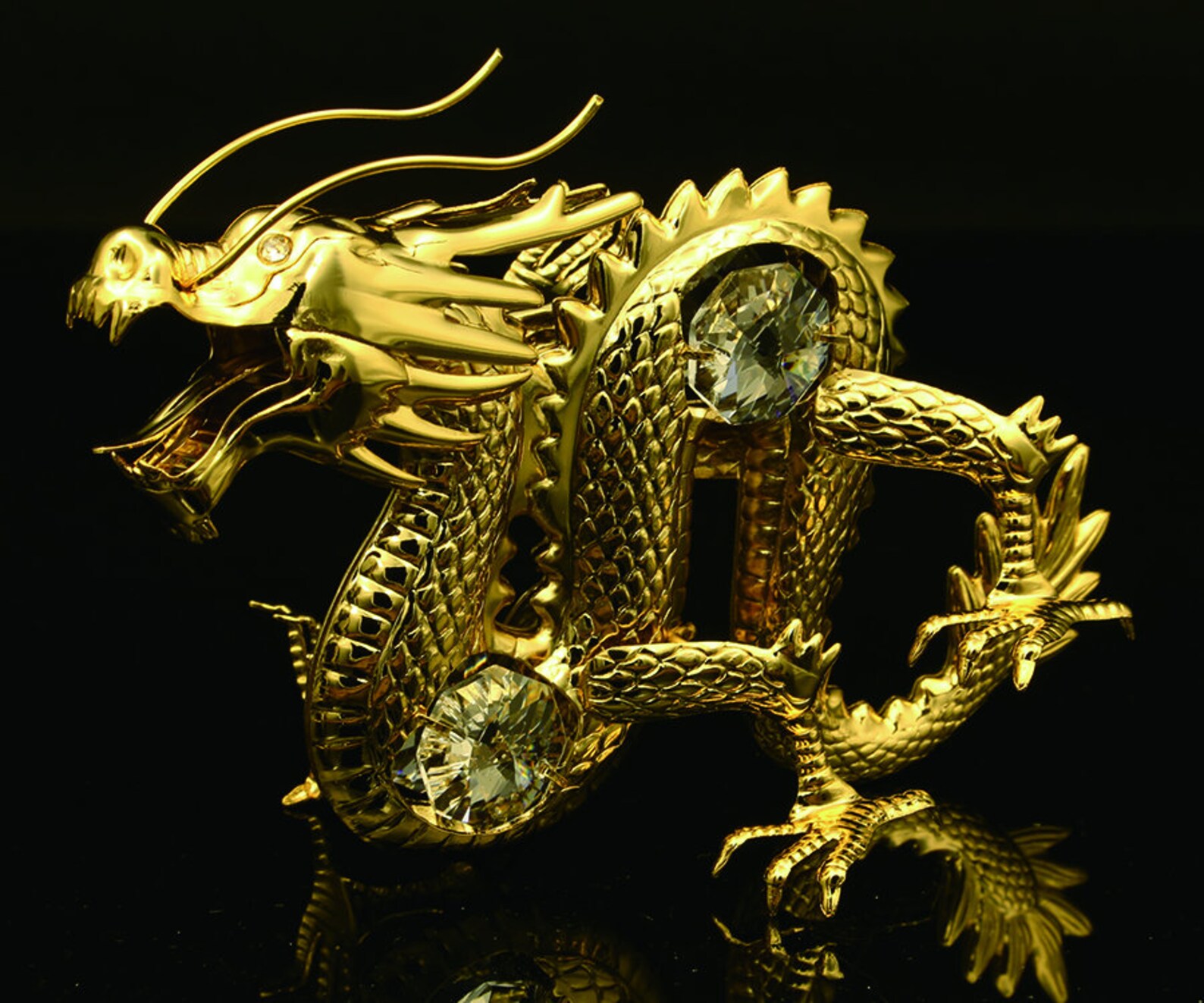 Handmade 24K Gold Plated Dragon Hand Decorated With Swarovski Crystals ...