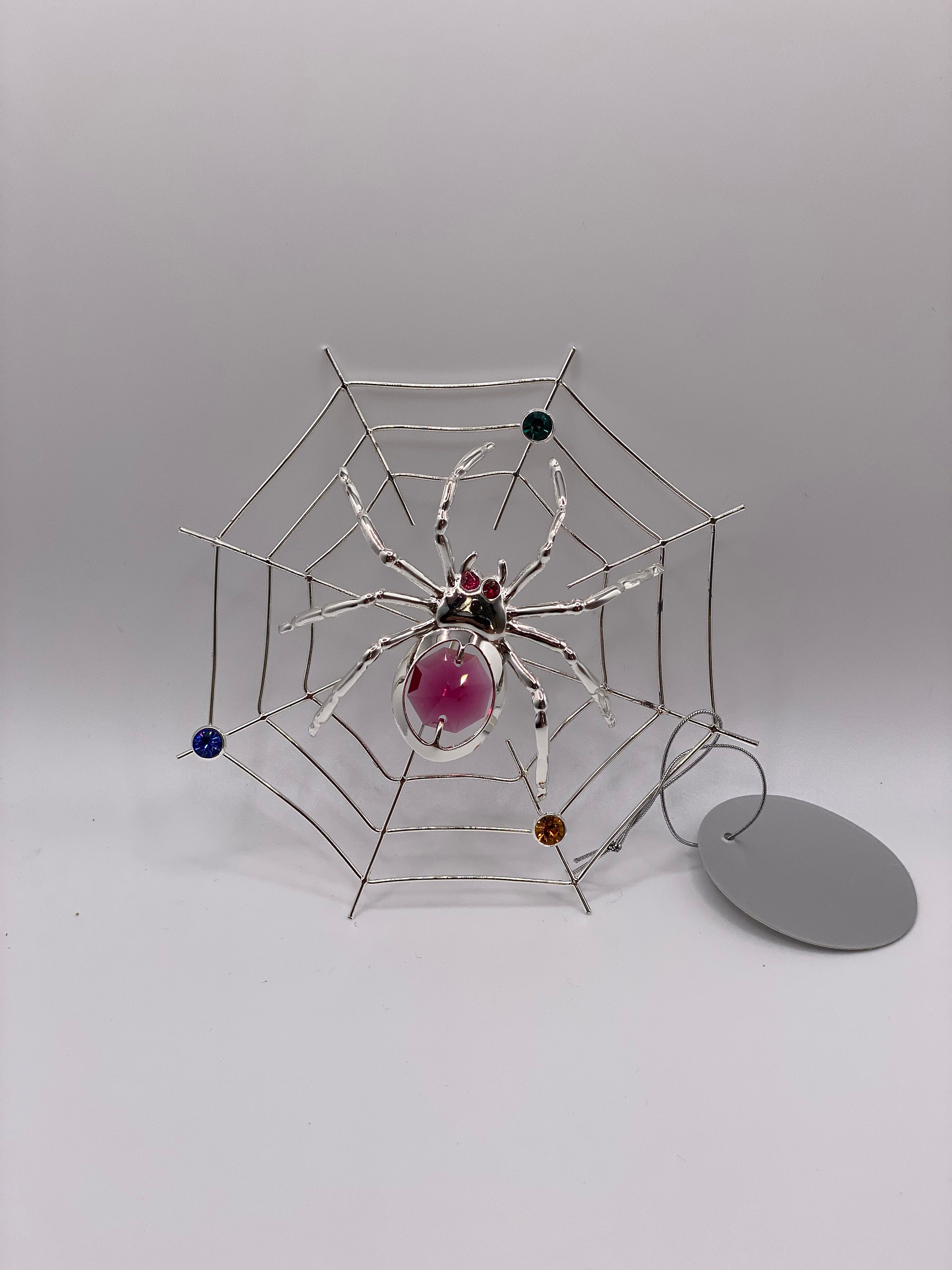 Handmade 24K Gold Silver Plated Spider on Web Decorated W/swarovski ...