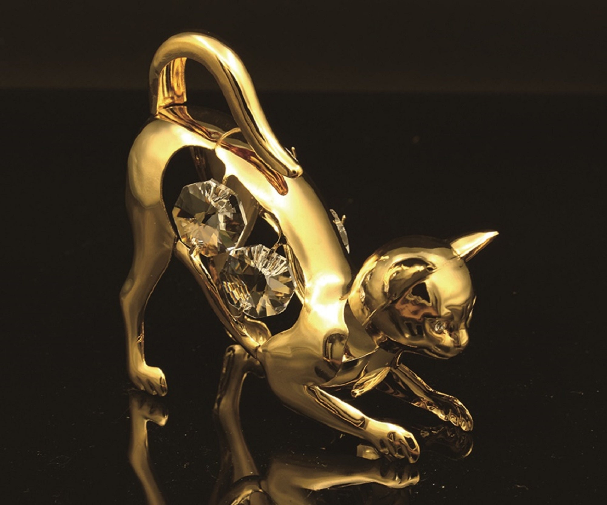 Handmade 24K Gold Plated Kitty Cat Hand Decorated With - Etsy