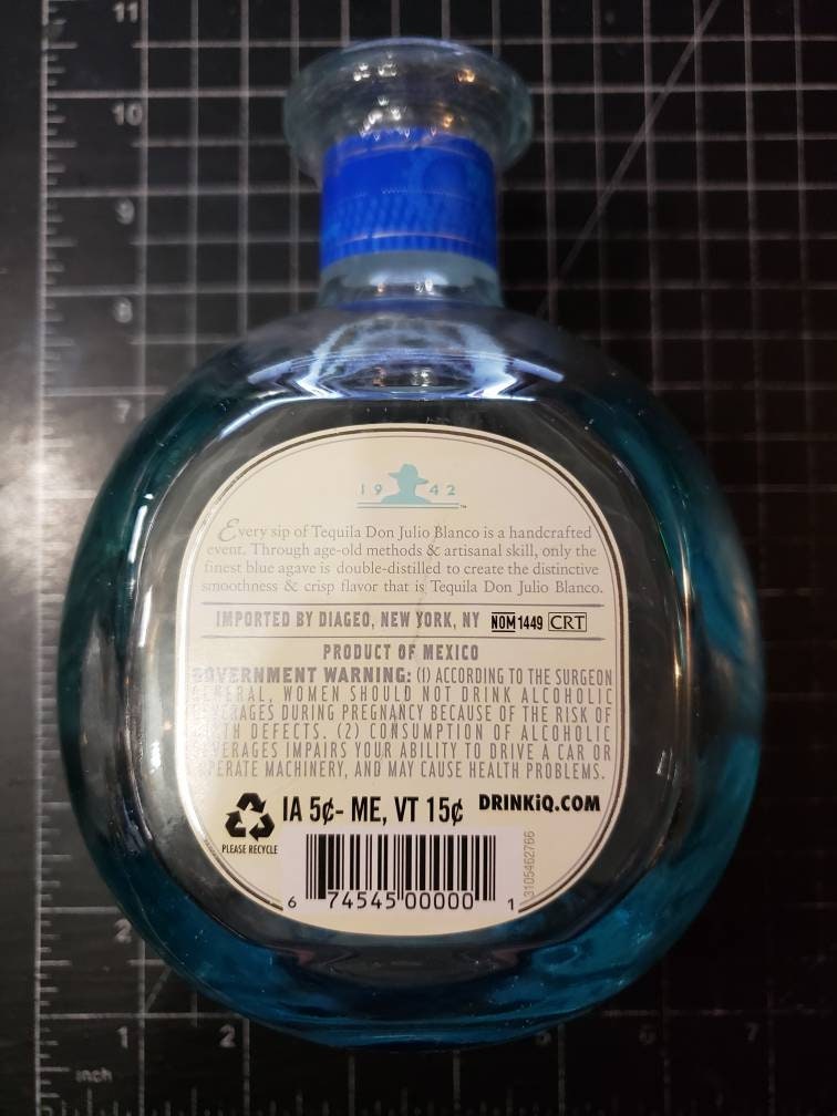 Don Julio Blanco Tequila Blue Glass Bottle (empty 750ml) - Etsy