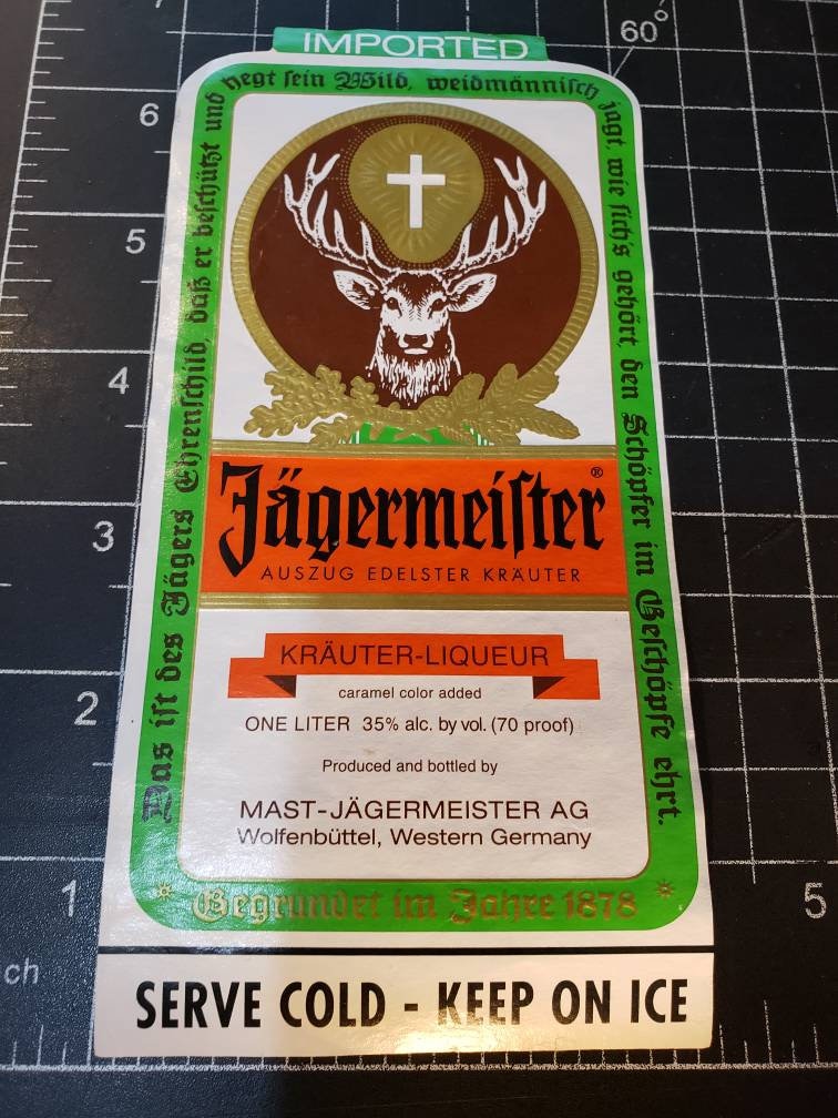 99 Vintage Jagermeister Labels 1000ml Bottle - RARE - Ninety Nine ...