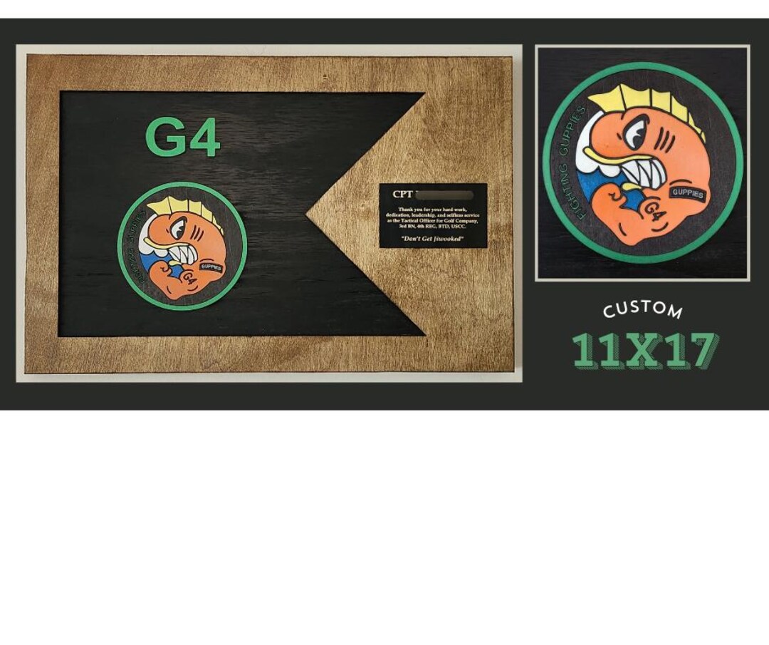 Custom Wood Guidon Plaque With Brass Plate, Any Branch, Military Gift ...