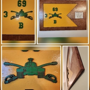 Custom Wood Guidon Plaque With Brass Plate, Any Branch, Military Gift ...