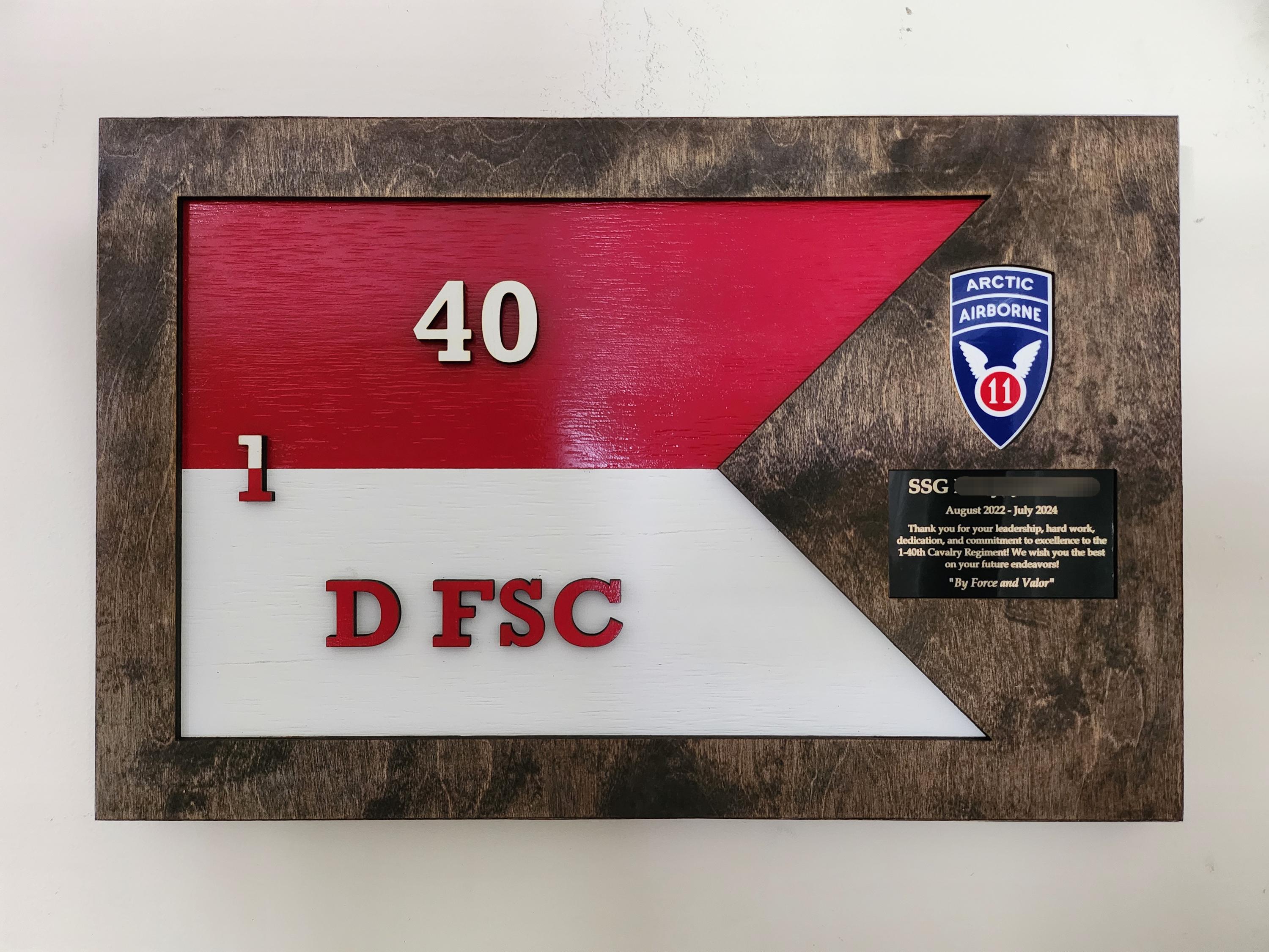Cavalry Custom Wood Guidon Plaque With Sublimated Color Crest & Brass ...