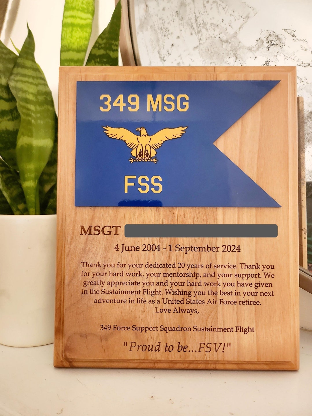 Custom Wood Plaque With Sublimated Color Guidon, Any Branch, Military ...