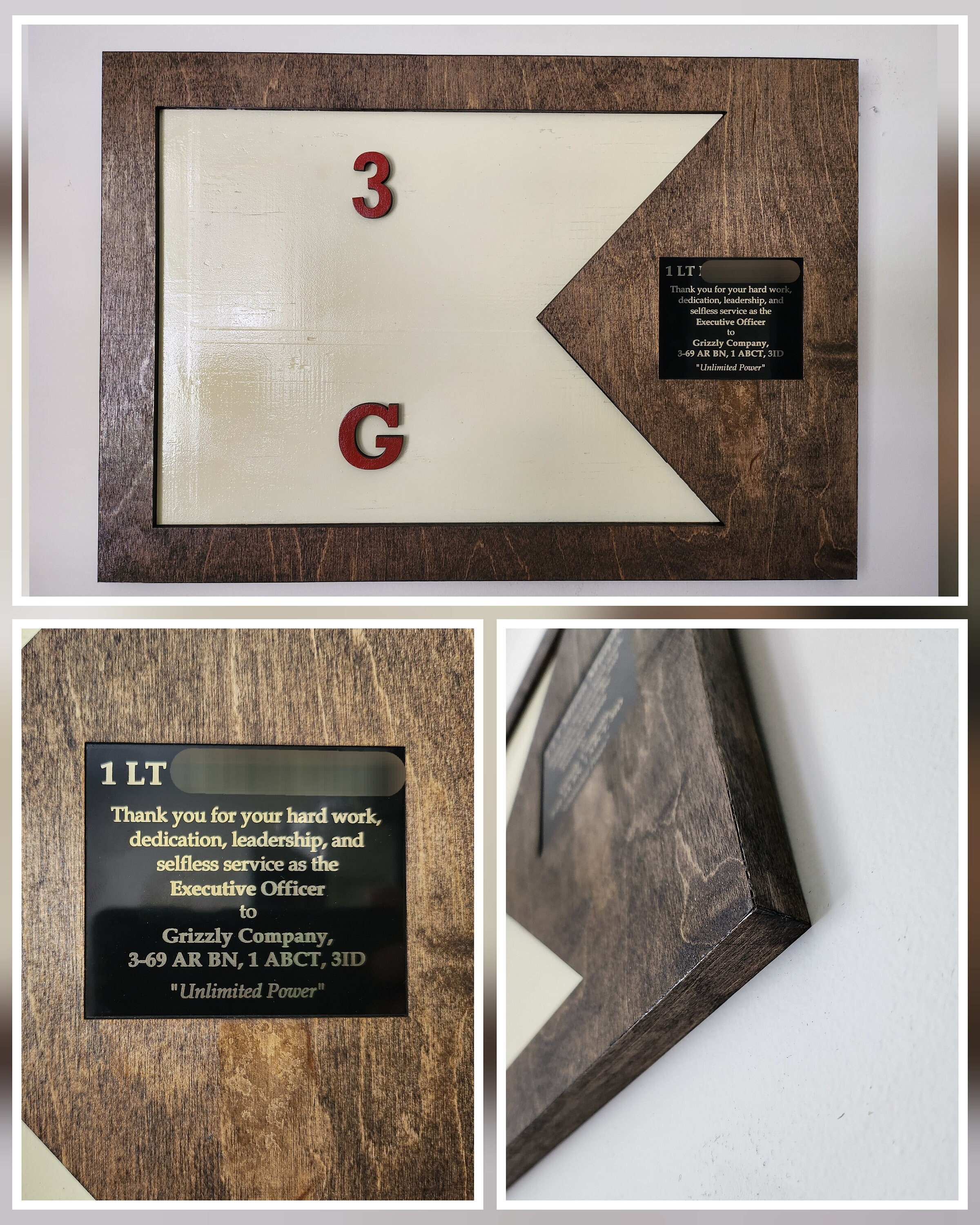 Custom Wood Guidon Plaque With Brass Plate, Any Branch, Military Gift ...