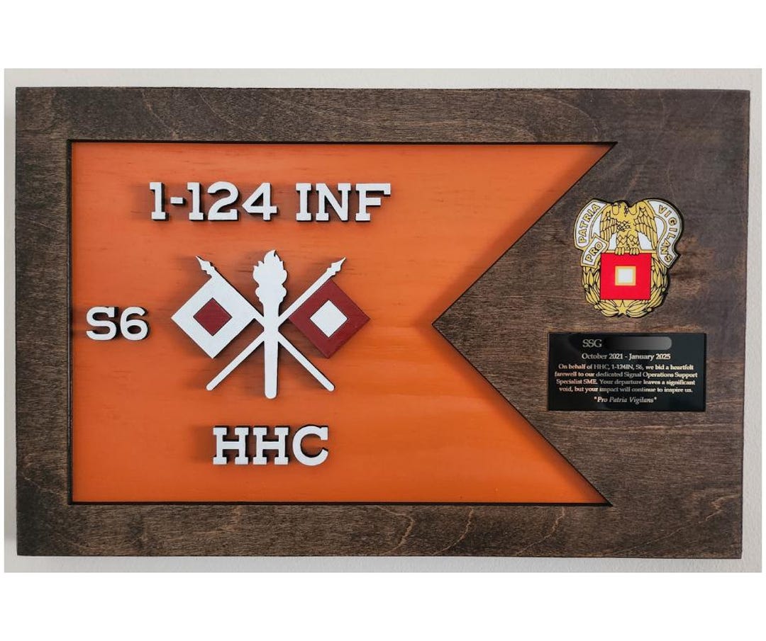 Signal Corps Custom Wood Guidon Plaque, Military Gift, PCS, Award ...