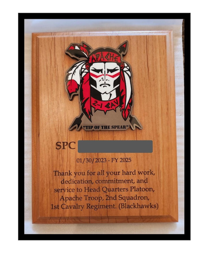 Custom Wood Plaque With Sublimate Color Crest, Military Award ...