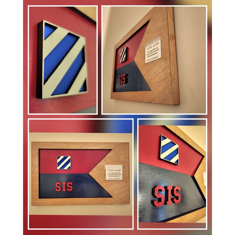 Custom Wood Guidon Plaque With Brass Plate, Any Branch, Military Gift ...