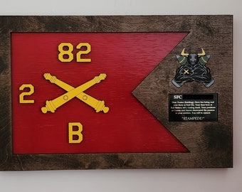 Custom Wood Guidon Plaque With Brass Plate, Any Branch, Military Gift ...