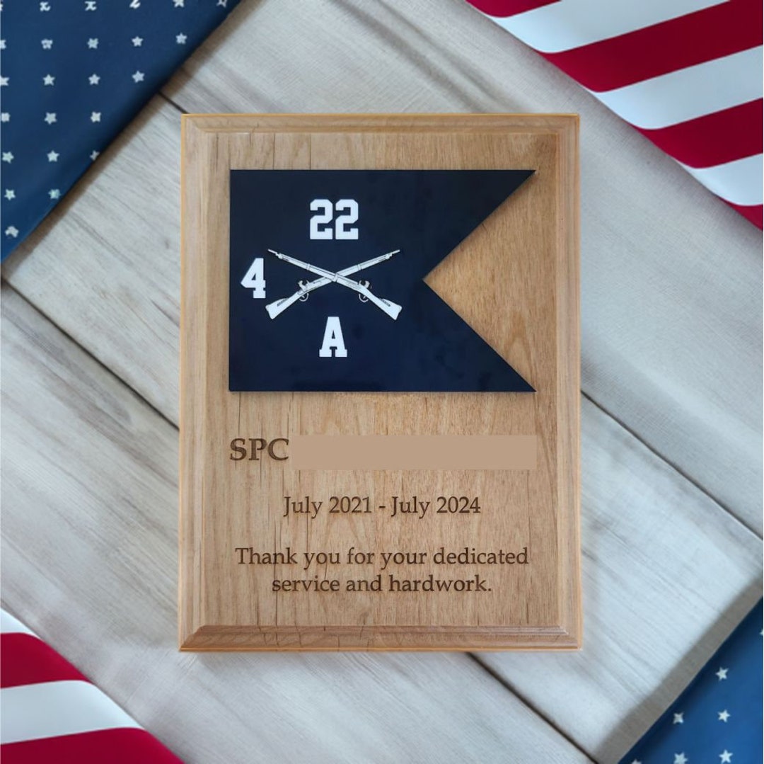 Custom Wood Plaque With Sublimated Color Guidon, Any Branch, Military ...