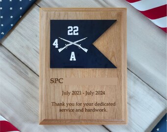 Custom Wood Guidon Plaque With Brass Plate, Any Branch, Military Gift ...
