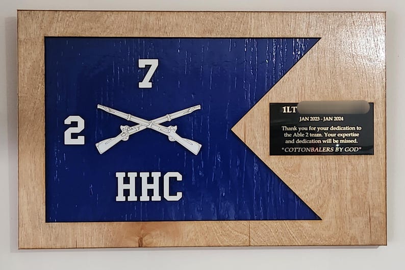 Infantry Custom All Wood Guidon Plaque | Military ETS, PCS, Retirement ...