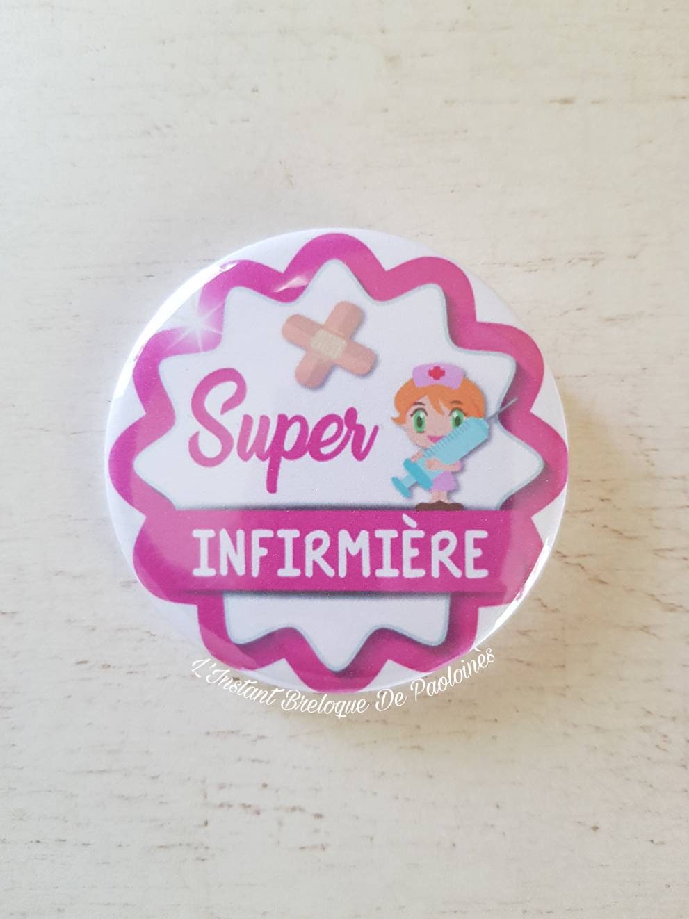 Badge rose métier Infirmière | Etsy