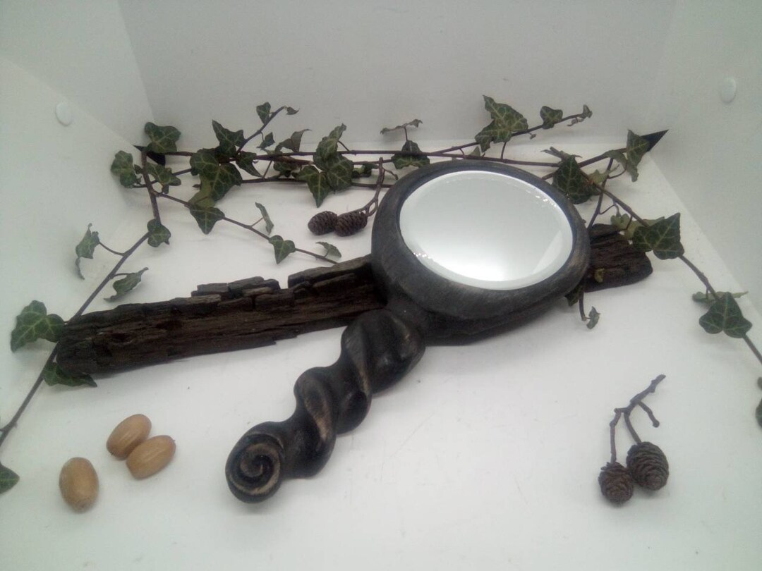 Ebonised Oak Wood Hand Held Mirror - Etsy