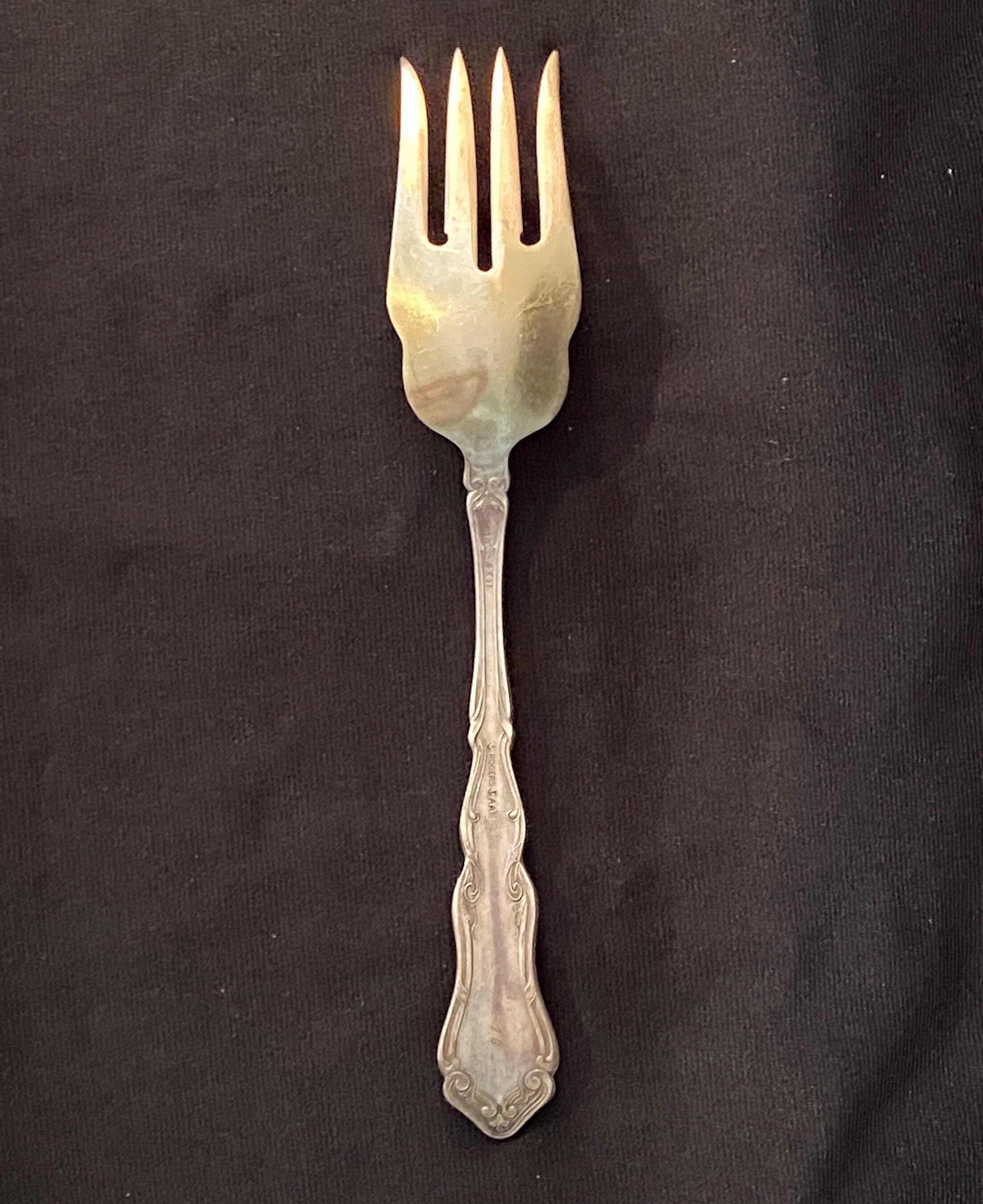 Rogers Antique Silver-plate Serving Fork W/gold Wash Tines - Etsy