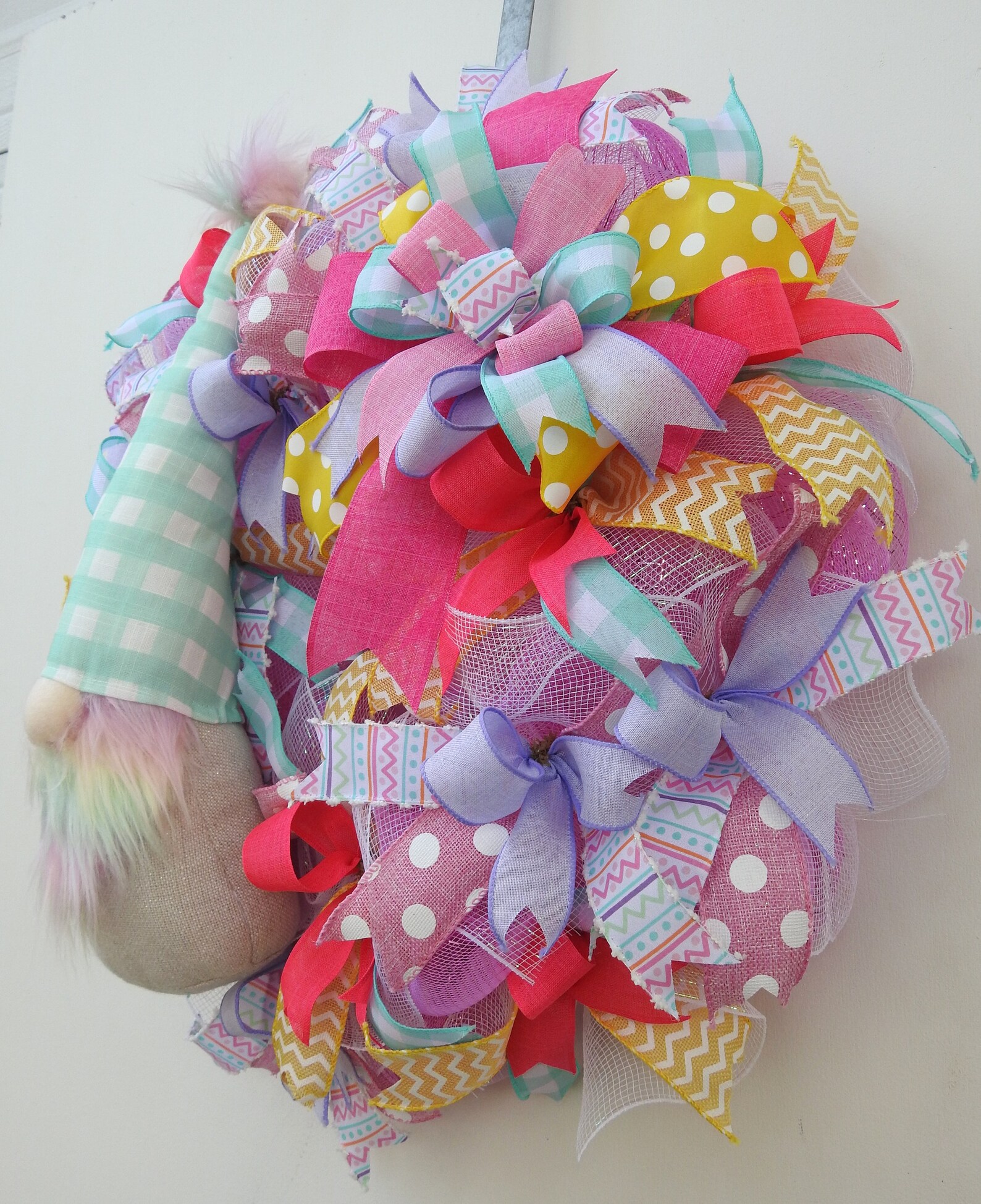 Spring Gnome Wreath Gnome Front Door Decor Easter Gnome - Etsy